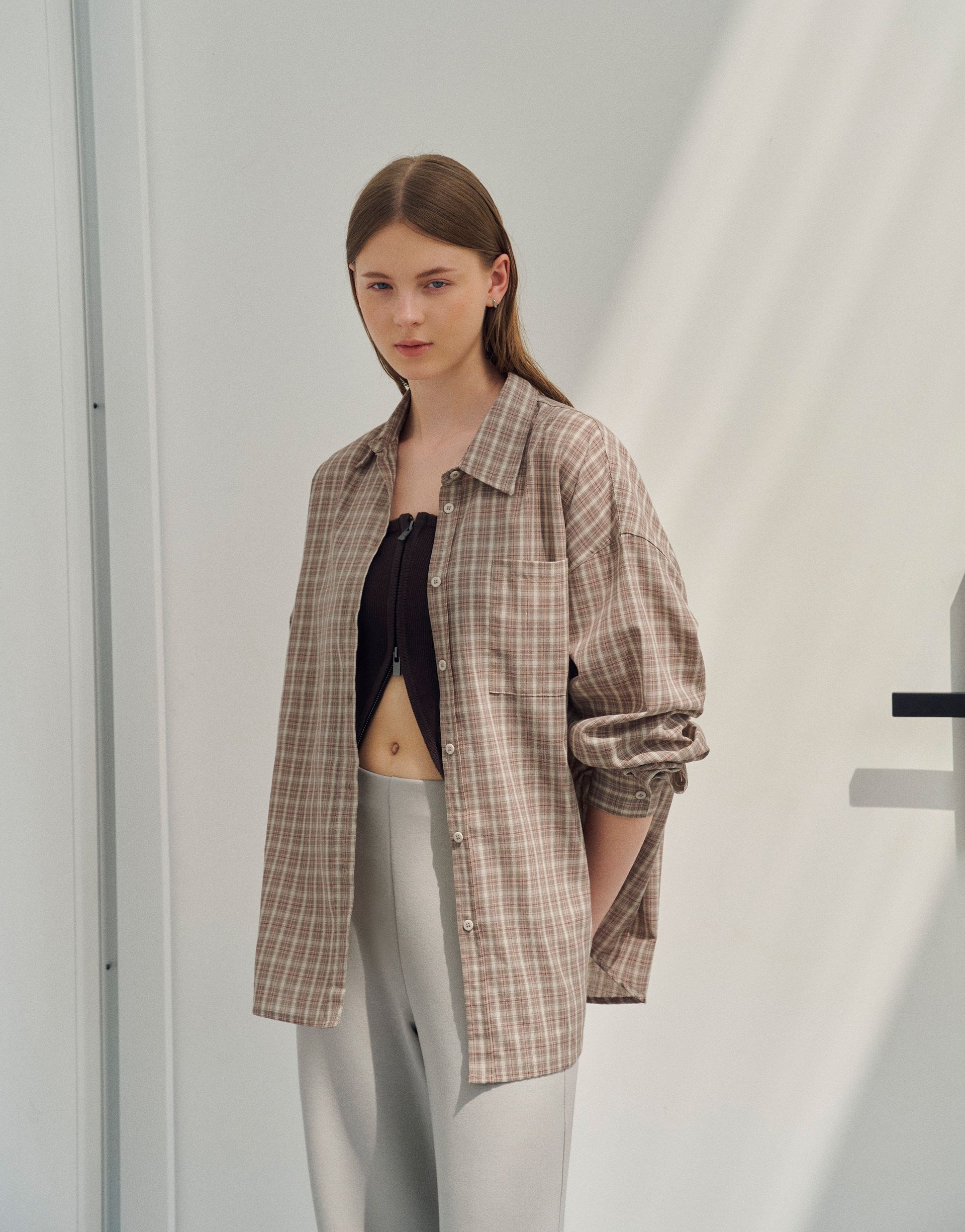 輕麻感寬鬆格紋襯衫 ｜ PAZZO 生活好感衣著