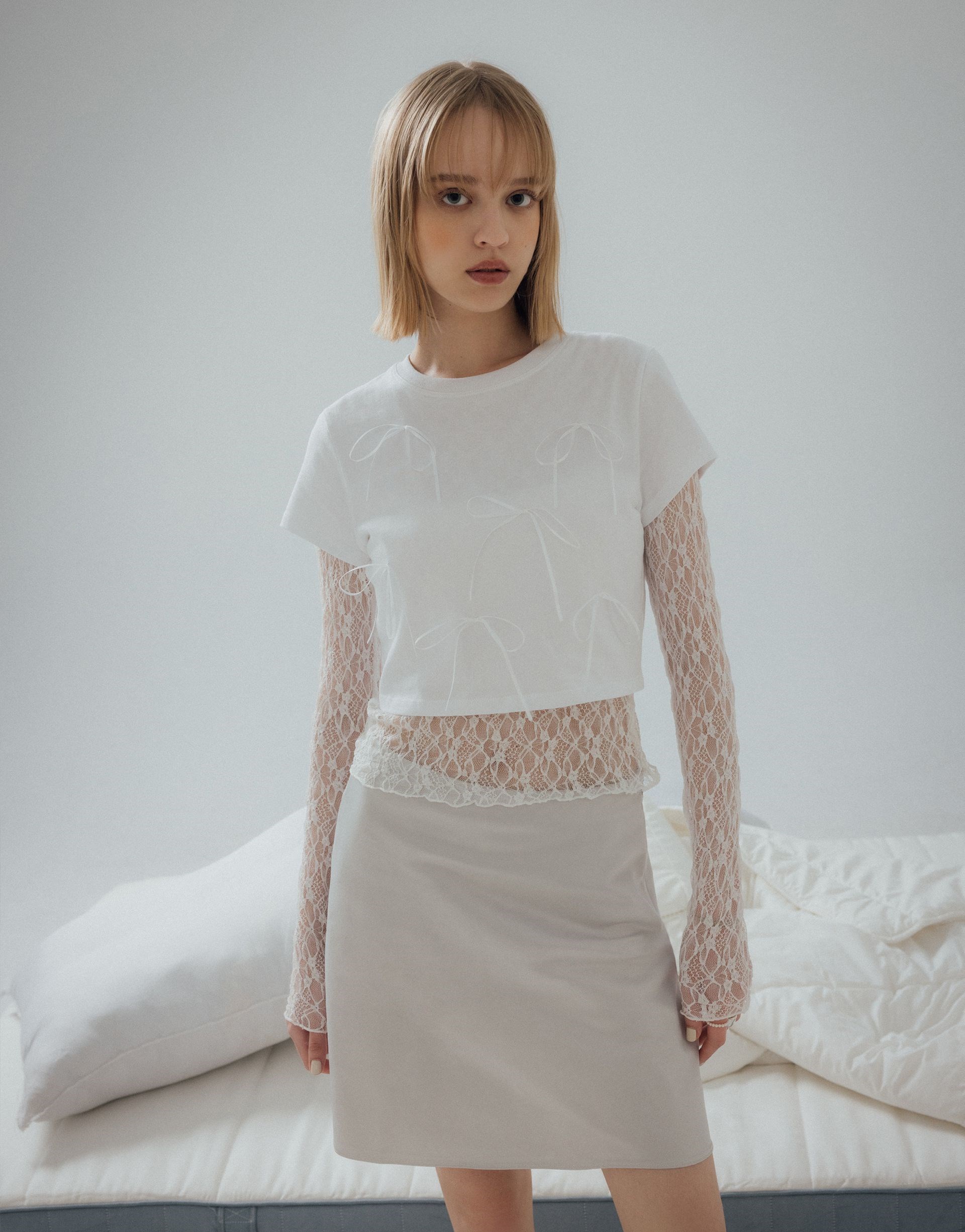 MIT緞帶蝴蝶結造型圓領TEE ｜ PAZZO 生活好感衣著